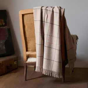 CECCHI E CECCHI Scozia Wool Plaid Throw Blanket - Brown