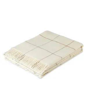 CECCHI E CECCHI Scozia Wool Plaid Throw Blanket - White