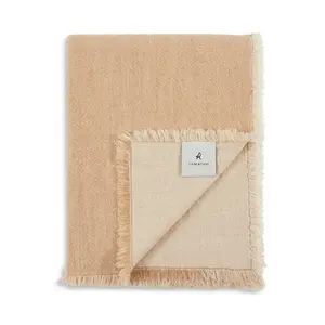 LANEROSSI Zebio Melange Merino Wool Throw Blanket - Beige