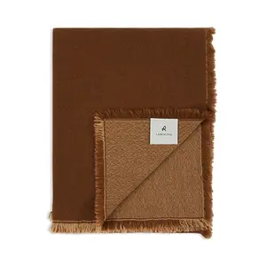 LANEROSSI Zebio Melange Merino Wool Throw Blanket - Brown
