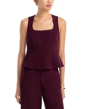 Aqua Sleeveless Square Neck Peplum Top