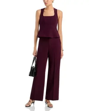 Aqua Sleeveless Square Neck Peplum Top