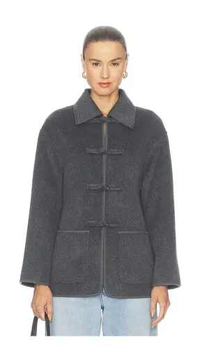 RÓHE Double Faced Wool Pankou Closure Jacket In Grey - Dark Grey Melange