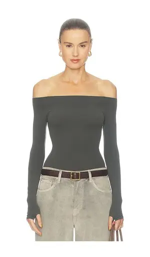 Commando Ballet Off-shoulder Bodysuit In Grey