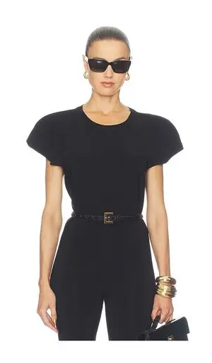 Norma Kamali Cap Sleeve Bomber Bodysuit - Black