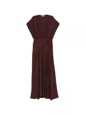 Maje Floral Jacquard V-neck Dress
