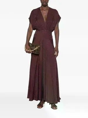 Maje Floral Jacquard V-neck Dress