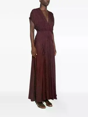 Maje Floral Jacquard V-neck Dress