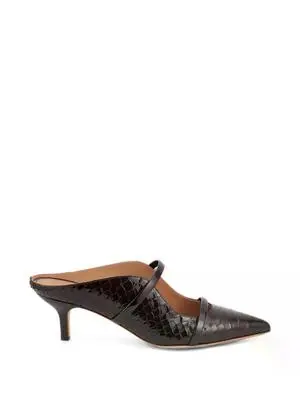 MALONE SOULIERS Maureen Embossed Leather Mules - Brown