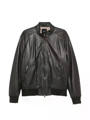 BARBA NAPOLI Dakota Leather Bomber Jacket - Brown
