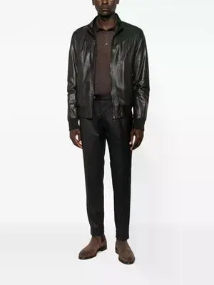 BARBA NAPOLI Dakota Leather Bomber Jacket - Brown