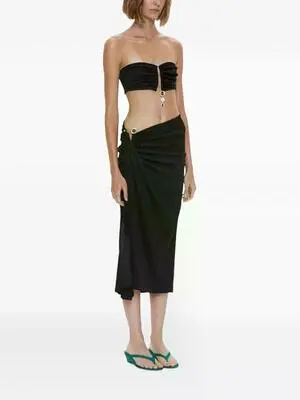 Christopher Esber Droplet Ruched Stone-embellished Midi Skirt - Black