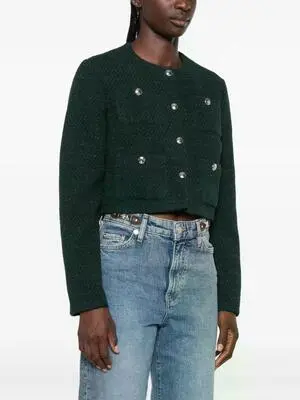 Maje Checked Cropped Tweed Jacket