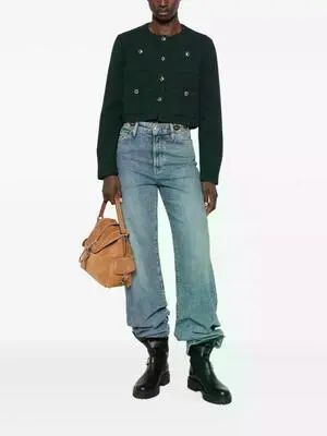 Maje Checked Cropped Tweed Jacket