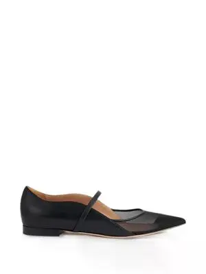 MALONE SOULIERS Maureen Arc Mesh-panel Flat Pumps - Black