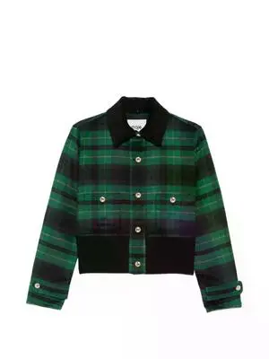 Maje Checked-pattern Button-up Jacket - Green