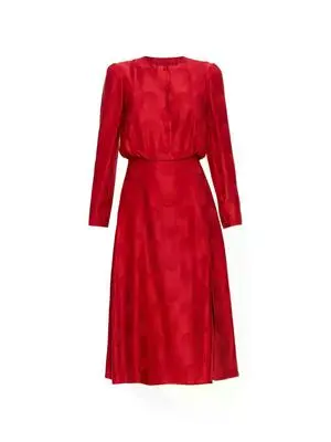 Valentino Garavani Silk Long-sleeve Midi Dress - Red