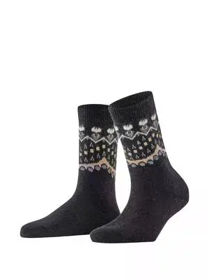 Falke Fair Isle Knit Socks - Black