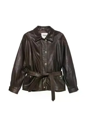 Maje Belted Leather Jacket