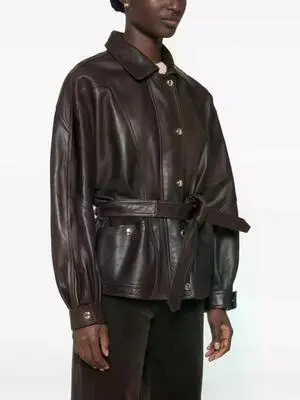 Maje Belted Leather Jacket