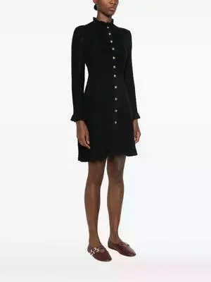 Maje Ruffle-trim Cable-knit Mini Dress