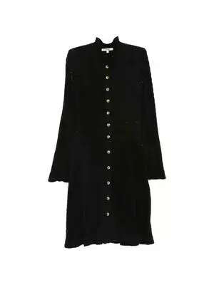 Maje Ruffle-trim Cable-knit Mini Dress - Black