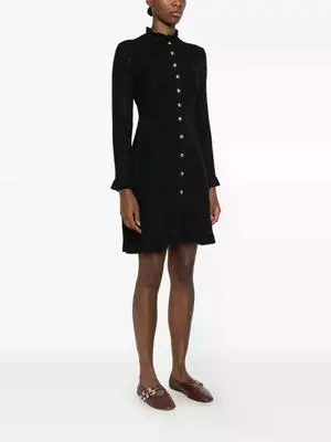 Maje Ruffle-trim Cable-knit Mini Dress