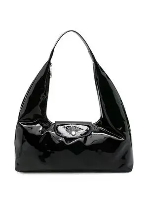 Longchamp Xtra L Le Pliage Patent-finish Shoulder Bag - Black