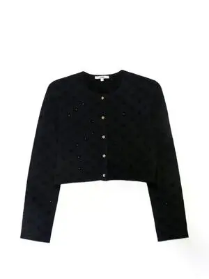 Maje Sequin-embellished Pointelle-knit Cardigan - Blue