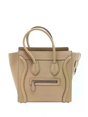 Celine 2010-2020 Micro Drummed Calfskin Luggage Tote Bag - Neutrals