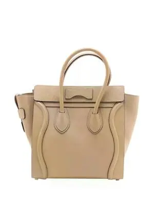 Celine Micro Drummed Calfskin Luggage Tote Bag - Neutrals