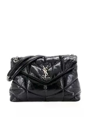 Saint Laurent Loulou Puffer Quilted Patent Medium Shoulder Bag - Black