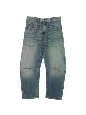 NILI LOTAN Faded-effect Patch-pocket Jeans - Blue