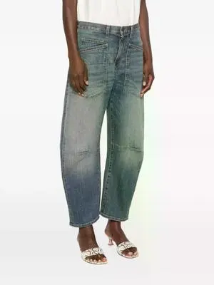 NILI LOTAN Faded-effect Patch-pocket Jeans - Blue