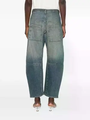 NILI LOTAN Faded-effect Patch-pocket Jeans - Blue