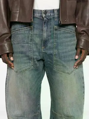 NILI LOTAN Faded-effect Patch-pocket Jeans - Blue