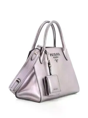 Prada Monochrome Saffiano With City Calf Small Tote Bag