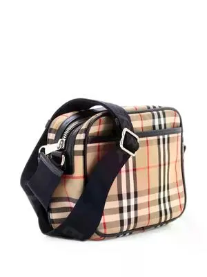 Burberry Front Pocket Vintage Check Canvas Crossbody Bag - Neutrals