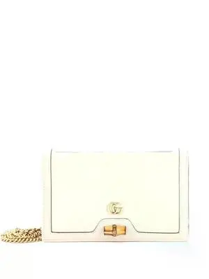 Gucci Diana Bamboo Chain Flap Bag Leather Mini Crossbody Bag - Neutrals