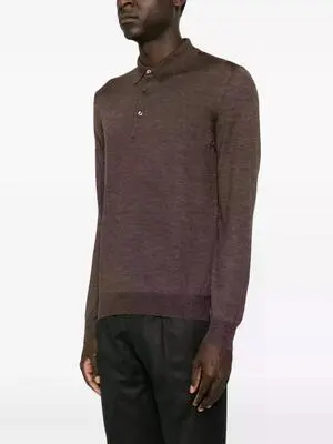 GRAN SASSO Button-collar Long-sleeve Sweater - Brown
