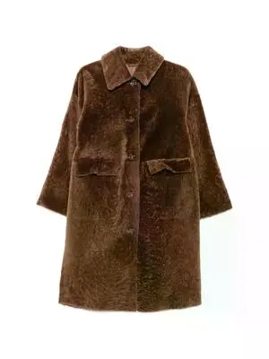 MANZONI 24 Shearling Button-up Coat - Brown