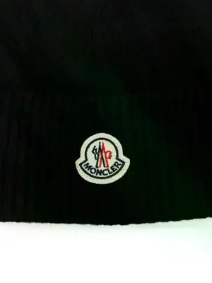 Moncler Logo-patch Ribbed-knit Beanie Hat