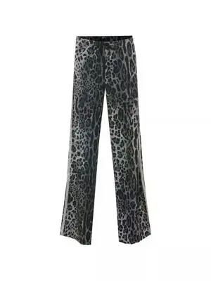 ANIYE BY Leopard-print Lace-trim Track Pants - Grey