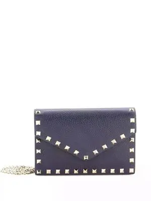 Valentino Garavani Rockstud Envelope Chain Leather Small Crossbody Bag - Blue
