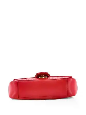 Gucci Gg Marmont Flap Bag Matelasse Leather Mini Crossbody Bag - Red