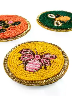 CU I SEEYOU Bead-embellished Bee Coasters - Orange