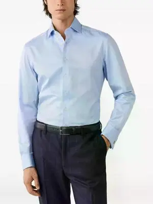 HACKETT LONDON Herringbone-design Knightsbridge-collar Shirt
