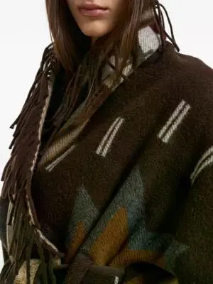 BAZAR DELUXE Geometric-pattern Fringed Jacket