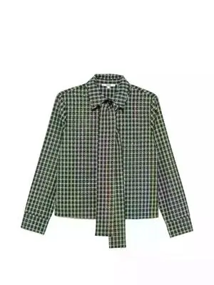 Maje Checked-pattern Pussy-bow Shirt - Green