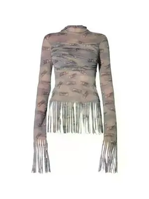 AVAVAV Banknote-print Fringed Blouse